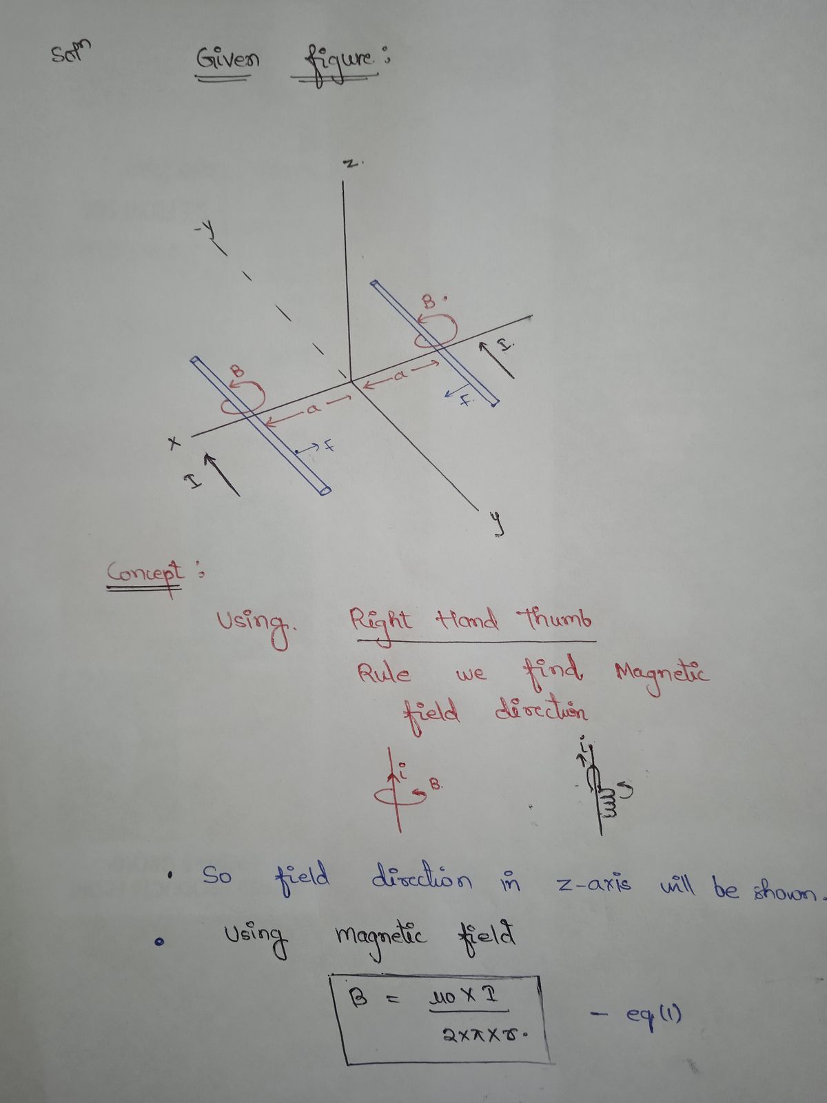 (Solved) - Two infinitely long parallel wires are placed in the xy ...