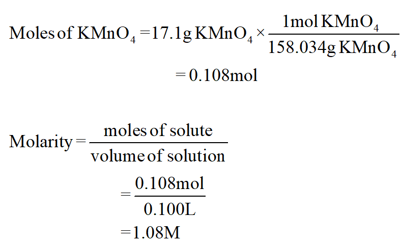 (Solved) - A stock solution of potassium permanganate (KMnO4) was ...