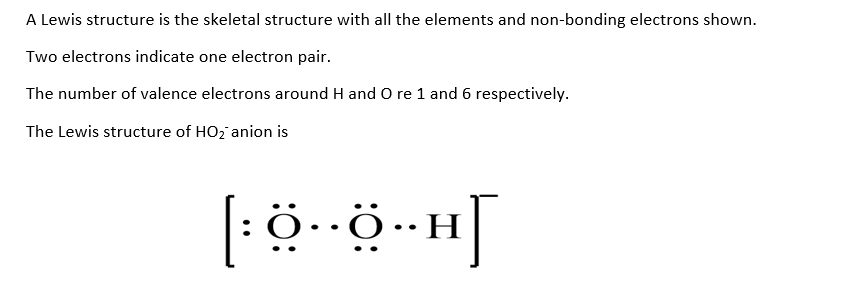 (Solved) - Draw the Lewis structure for the polyatomic hydroperoxyl ...