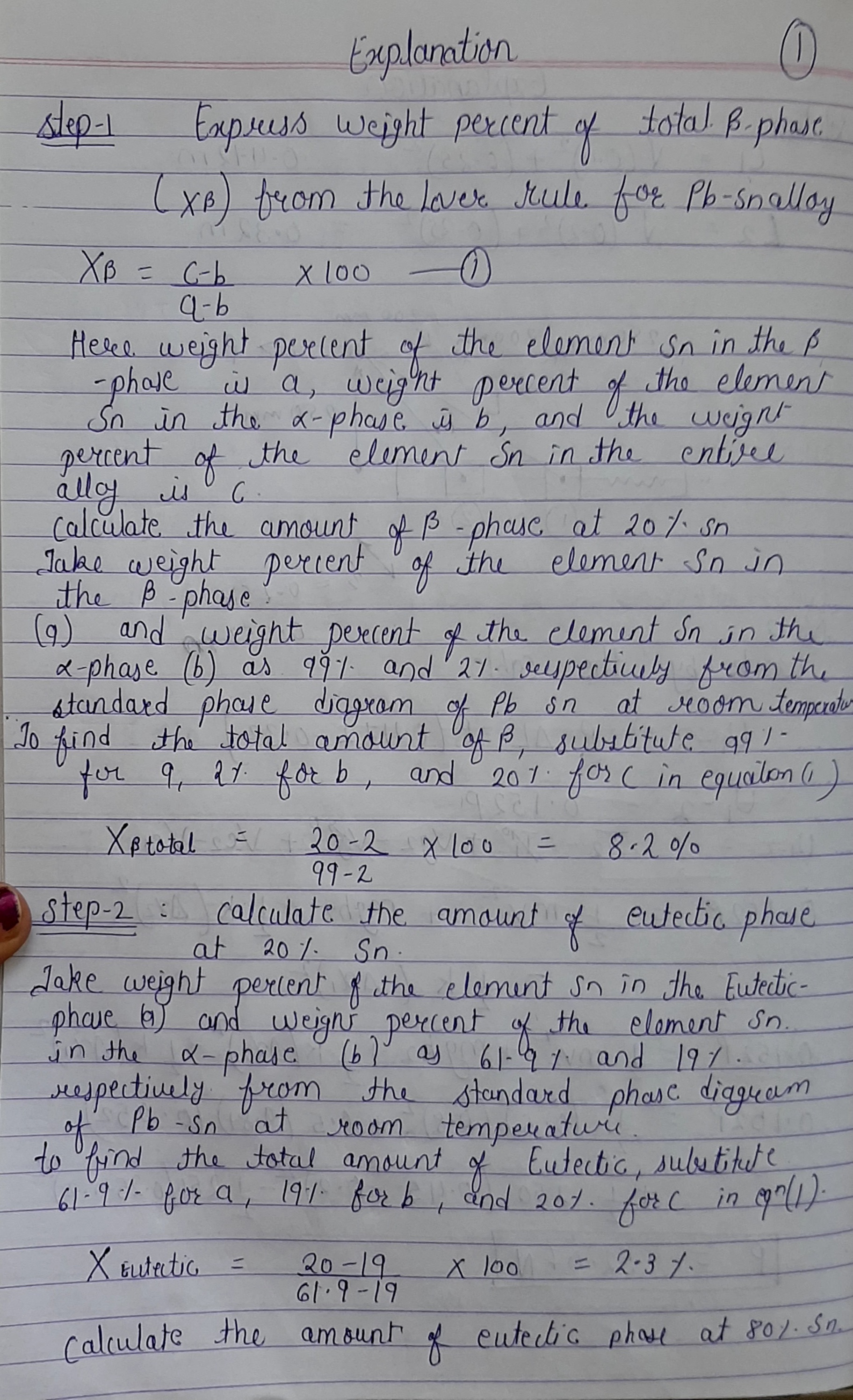 (Solved) - Calculate the total % β and the % eutectic microconstituent ...