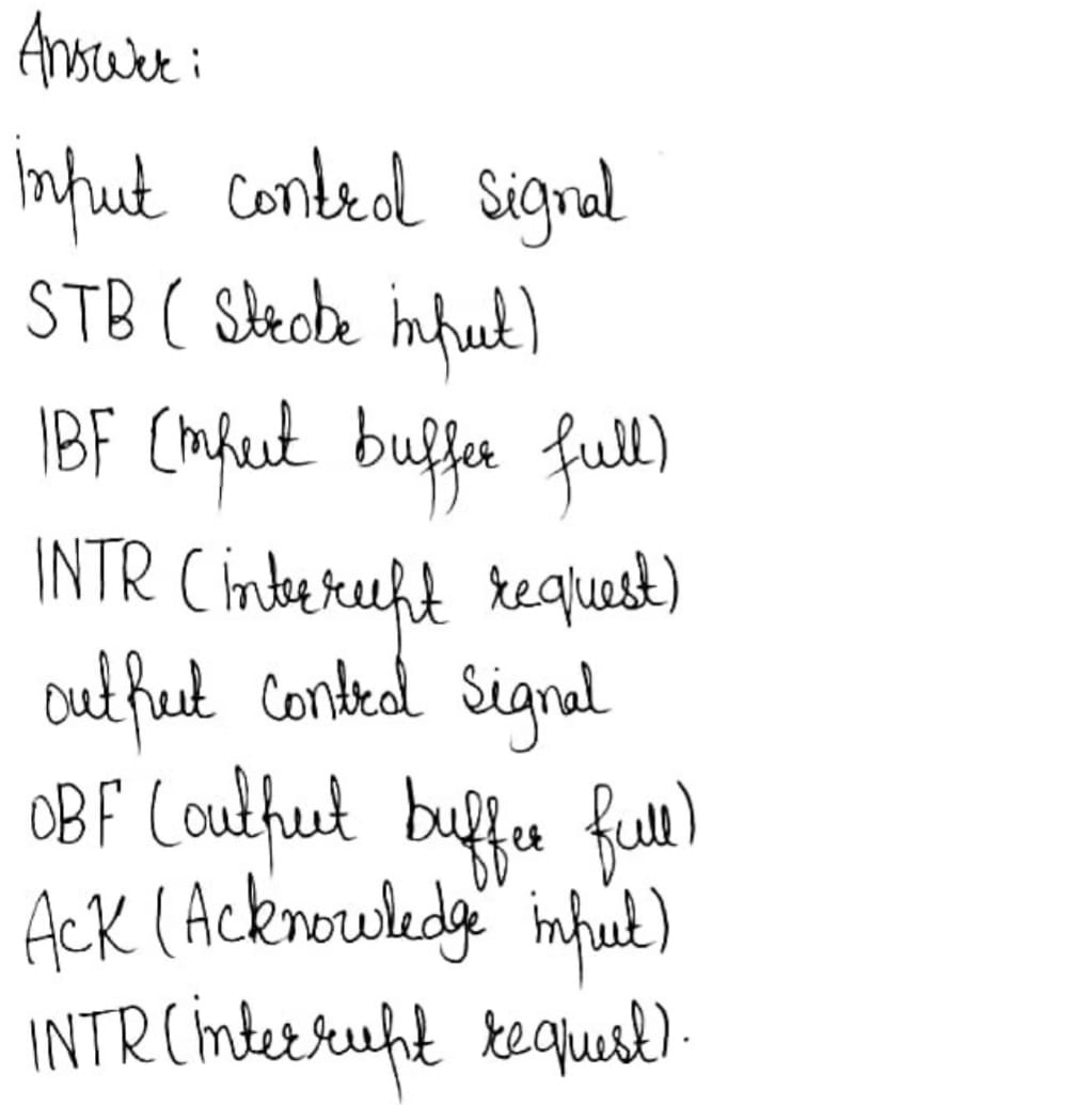 (Solved) - 20. What are the signals used in input control signal ...