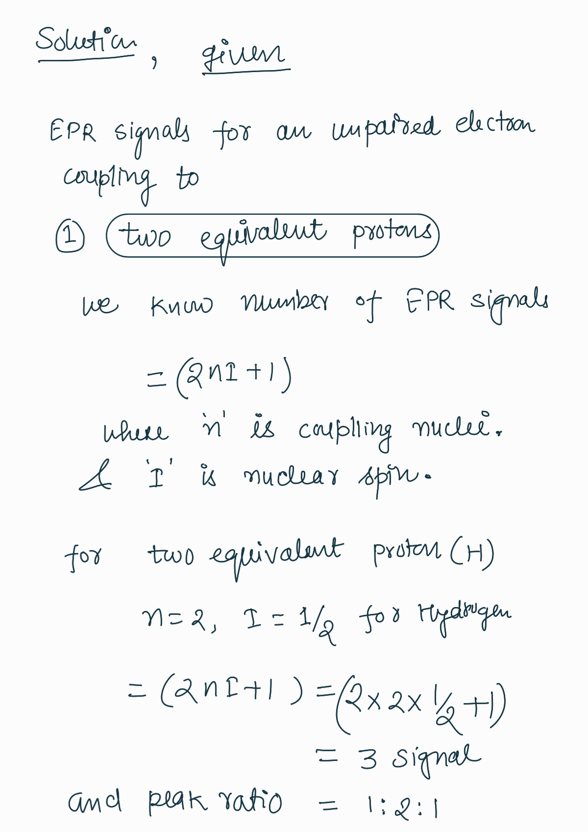 (Solved) - 5. The EPR signals for an unpaired electron coupling to: (i ...