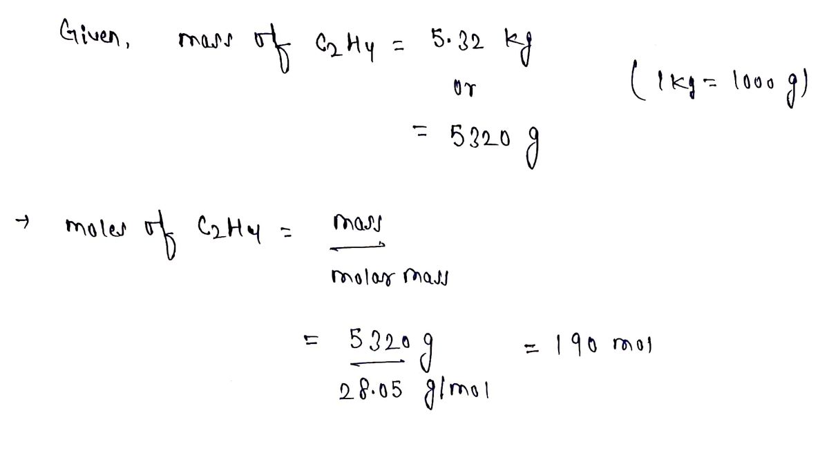 (Solved) - 7:36 Ethylene (C2H4) can be polymerized to form polyethylene ...