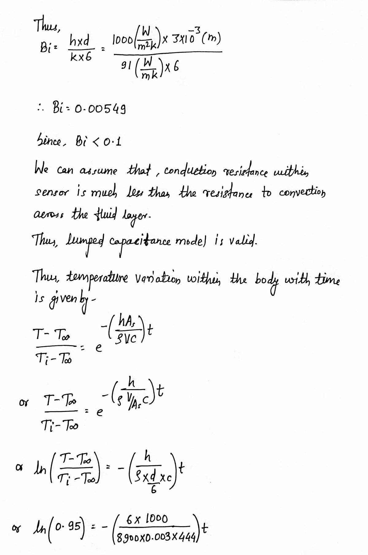 (Solved) - A temperature sensor may be modeled as a sphere having a ...