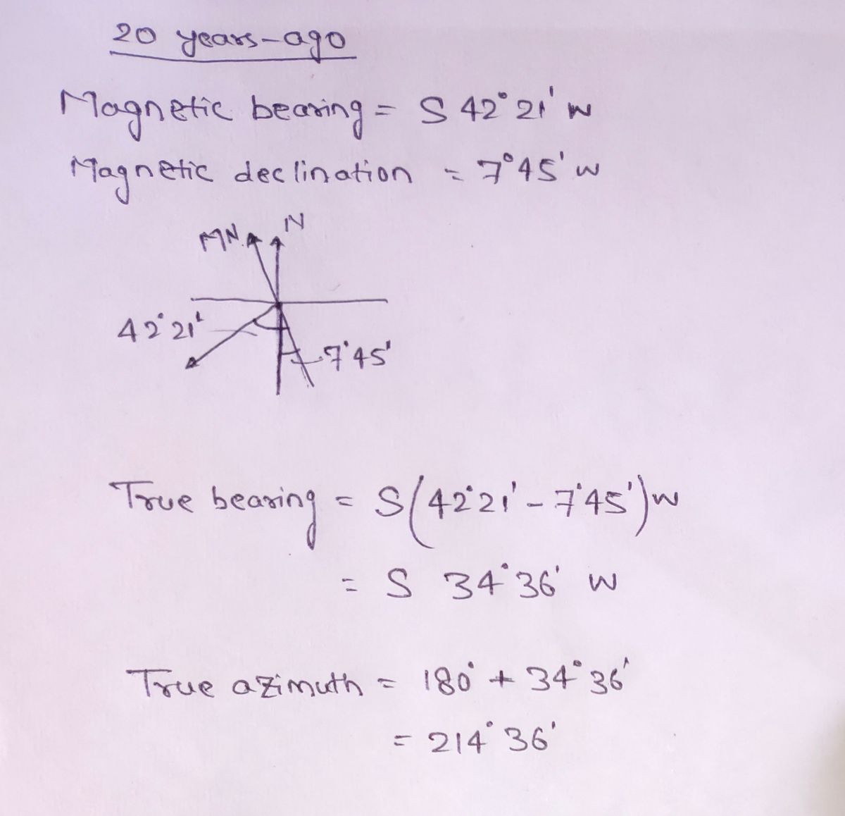 (Solved) - Magnetic Declination: 1. In a compass survey made twenty ...